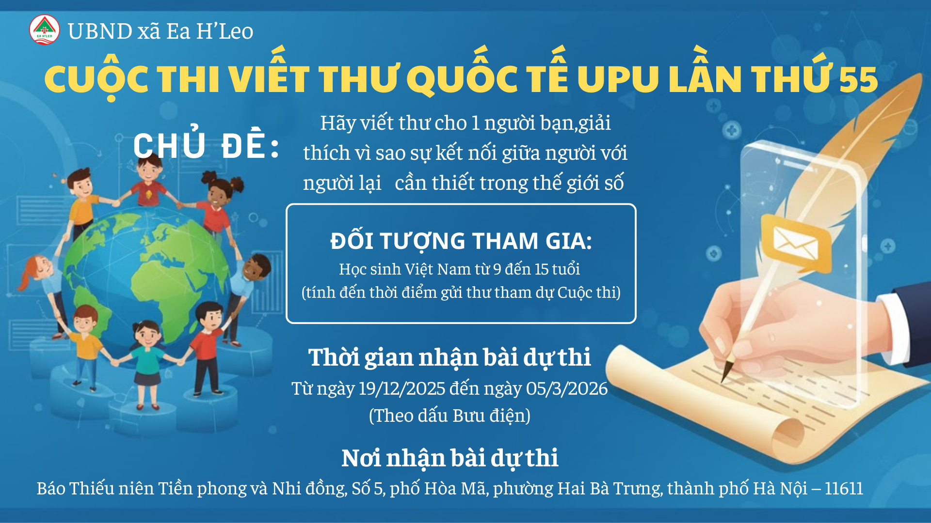 PHÁT ĐỘNG CUỘC THI VIẾT THƯ QUỐC TẾ UPU LẦN THỨ 55 (NĂM 2026) TRÊN ĐỊA ...